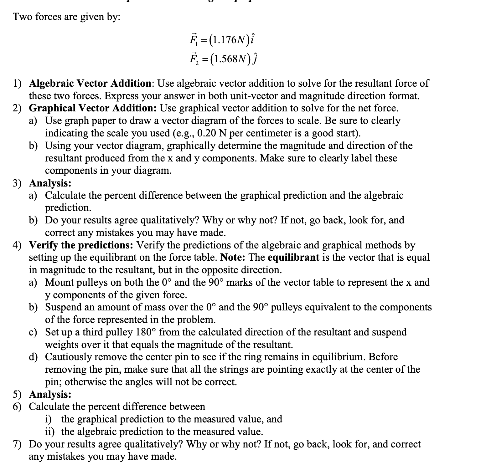 Solved Two forces are given by: F1=(1.176N)i^F2=(1.568N)j^ | Chegg.com