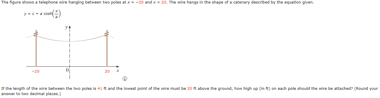 Solved shows a telephone wire hanging between two poles at | Chegg.com