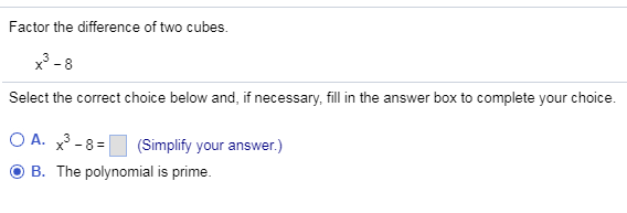 Solved Factor the difference of two cubes Select the correct | Chegg.com