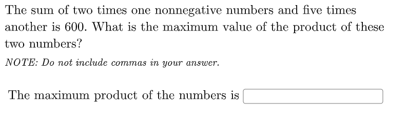 Solved The sum of two times one nonnegative numbers and five | Chegg.com