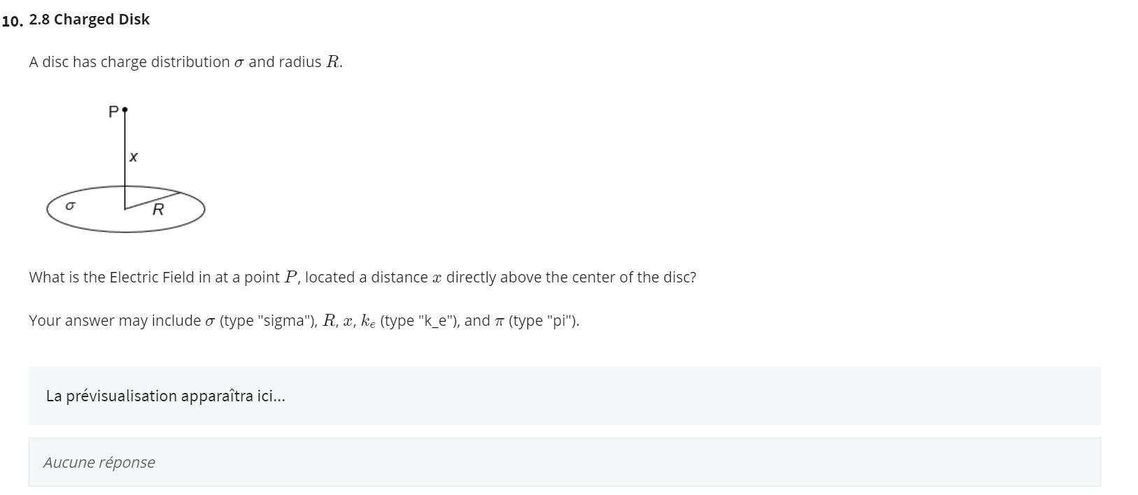 Solved 10. 2.8 Charged Disk A disc has charge distribution o | Chegg.com