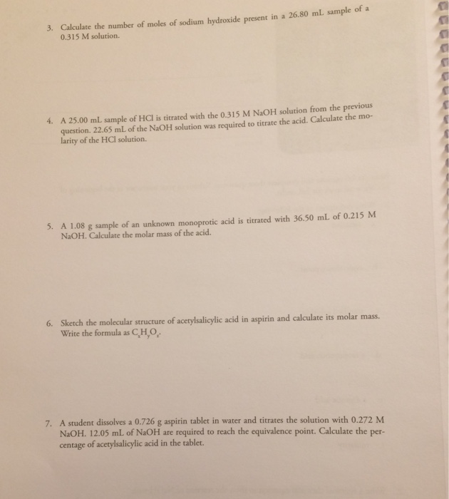 Solved Calculate the number of moles of sodium hydroxide | Chegg.com
