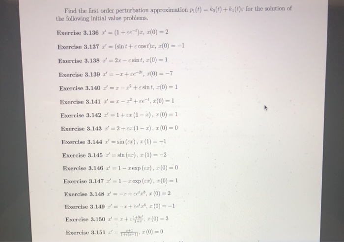 Solved Find the first order perturbation approximation pr(t) | Chegg.com