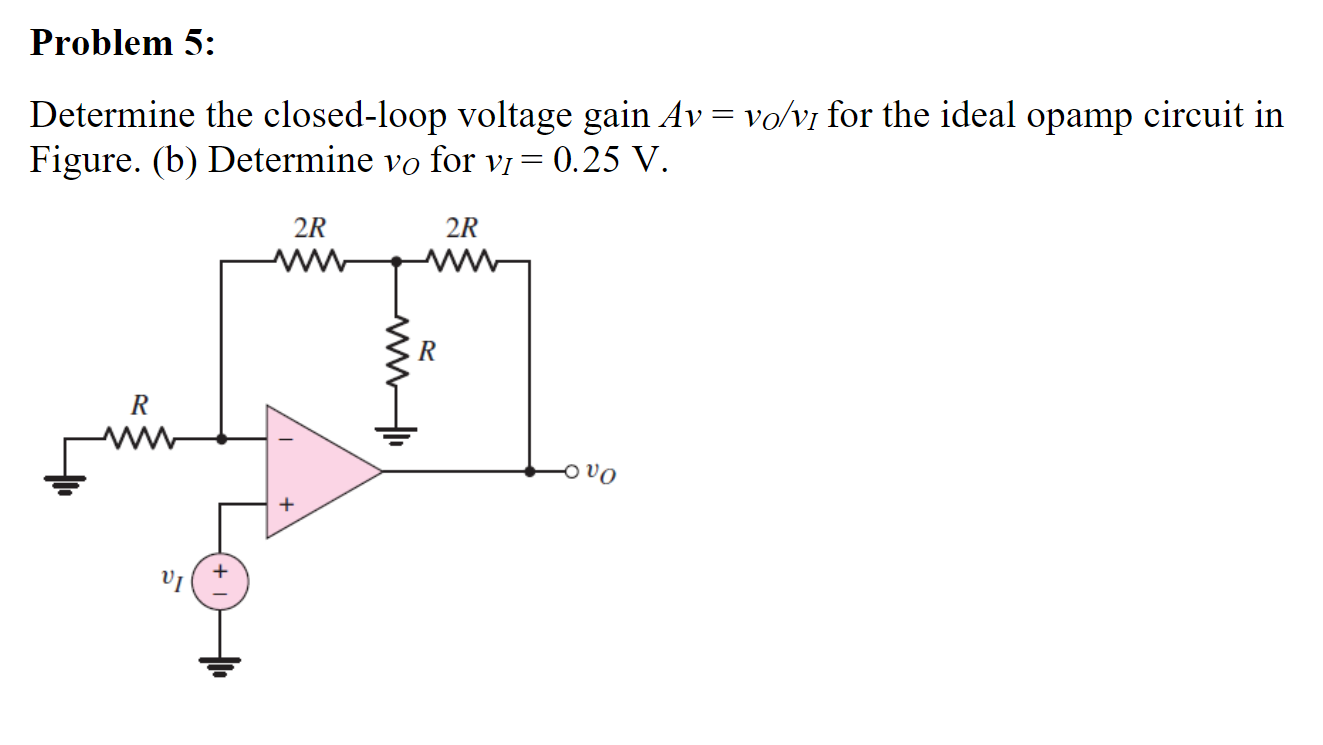 Solved Problem 5: Determine the closed-loop voltage gain Av | Chegg.com