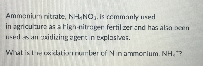 Solved Ammonium nitrate, NH4NO3, is commonly used in | Chegg.com