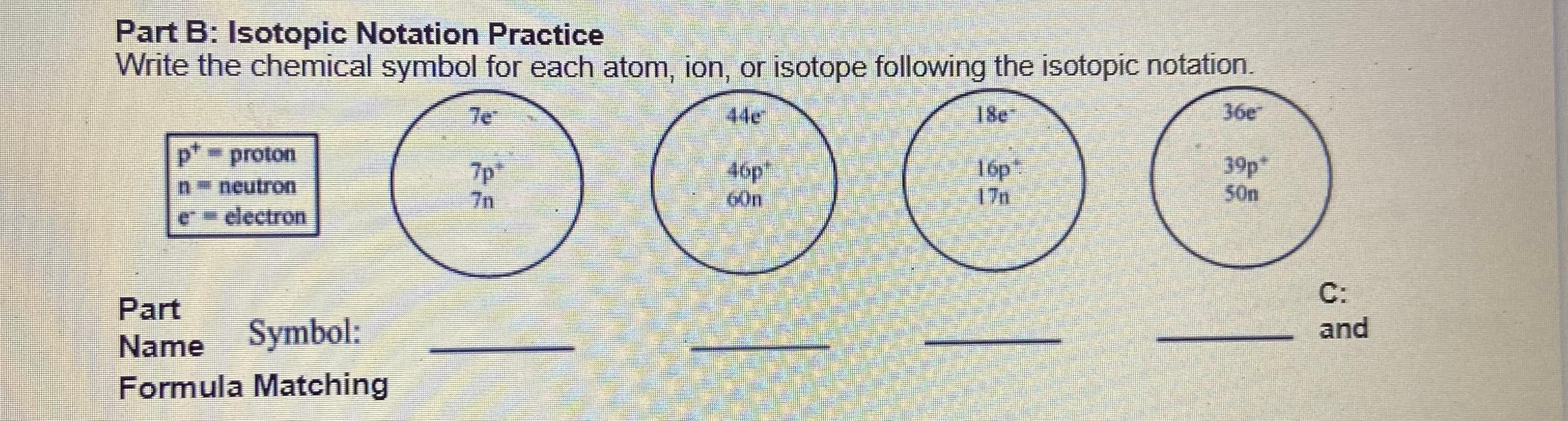 Solved Part B: Isotopic Notation Practice Write the chemical | Chegg.com