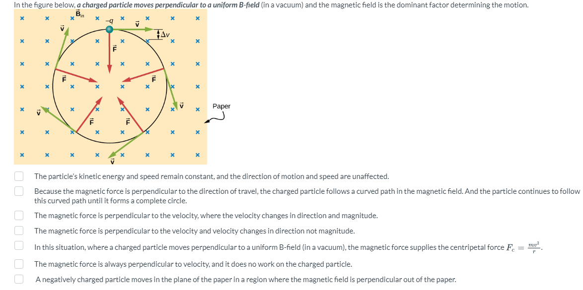 Solved In the figure below, a charged particle moves | Chegg.com