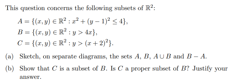 This question concerns the following subsets of R2 | Chegg.com