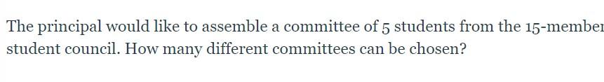 Solved The principal would like to assemble a committee of 5 | Chegg.com