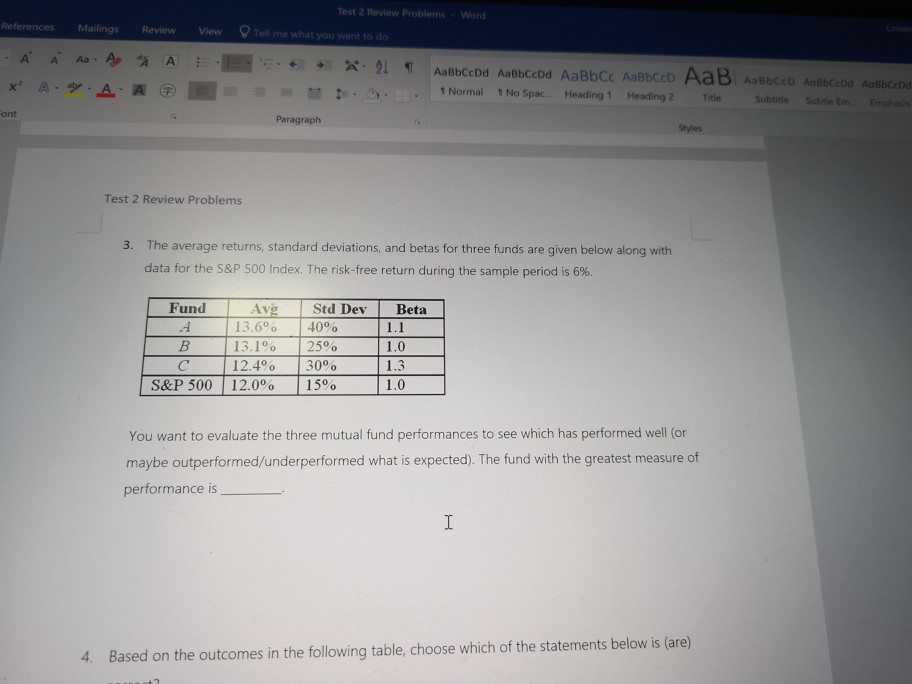 Solved Test 2 Review Problems Word References Mailings