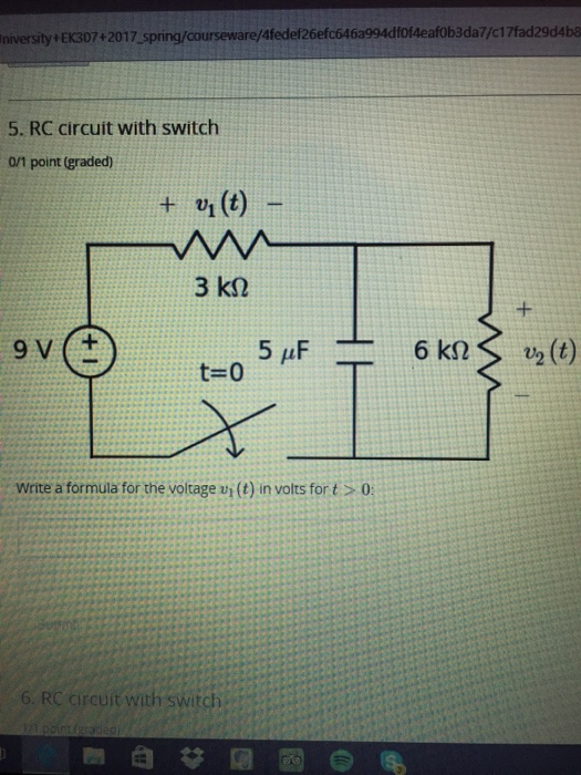 Solved In the following circuit, the voltage V (t) | Chegg.com