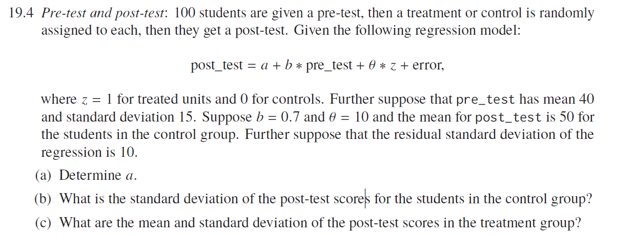 Solved 19.4 Pre-test and post-test: 100 students are given a | Chegg.com