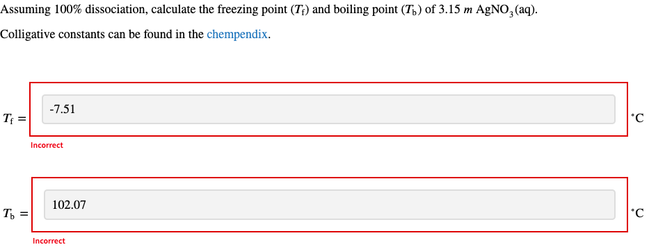 Solved Assuming 100% dissociation, calculate the freezing | Chegg.com