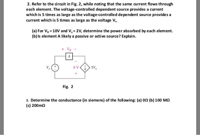 Solved 2. Refer to the circuit in Fig. 2, while noting that | Chegg.com