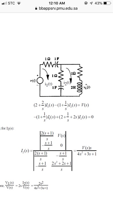 Solved STC 12:10 AM 43% 슬 bbappsrv.pmu.edu.sa 1Ω 1F IF | Chegg.com