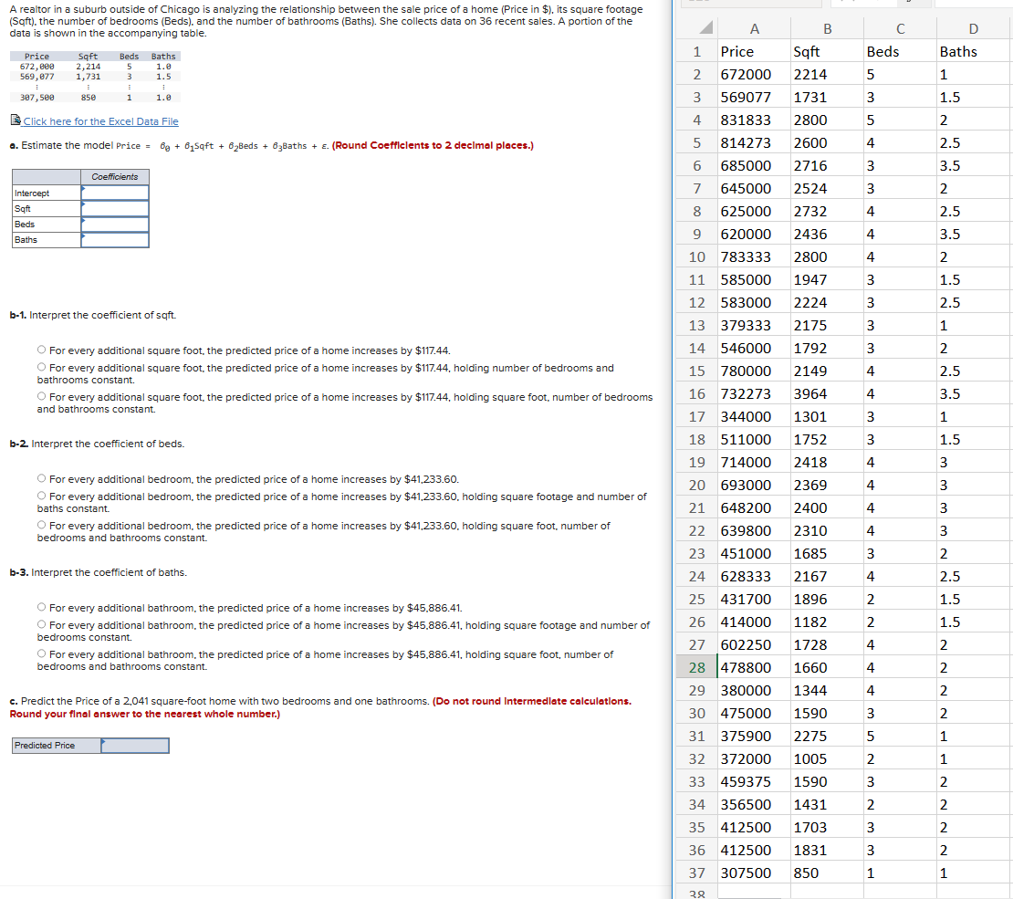 Solved A realtor in a suburb outside of Chicago is analyzing | Chegg.com