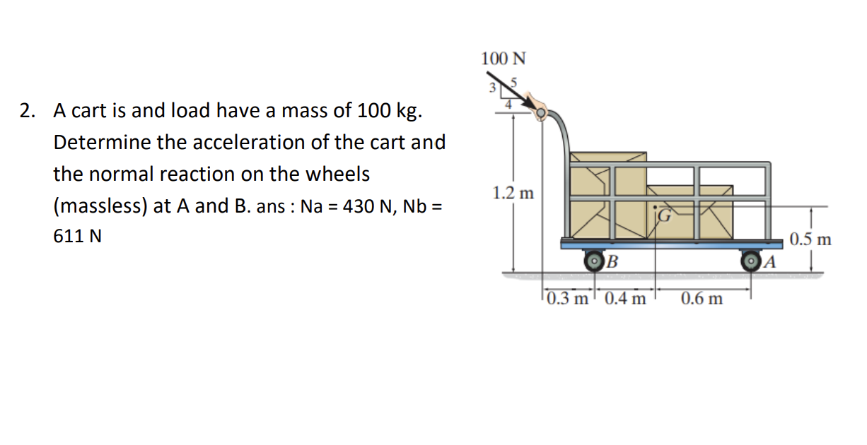 Solved 2. A cart is and load have a mass of 100 kg. | Chegg.com