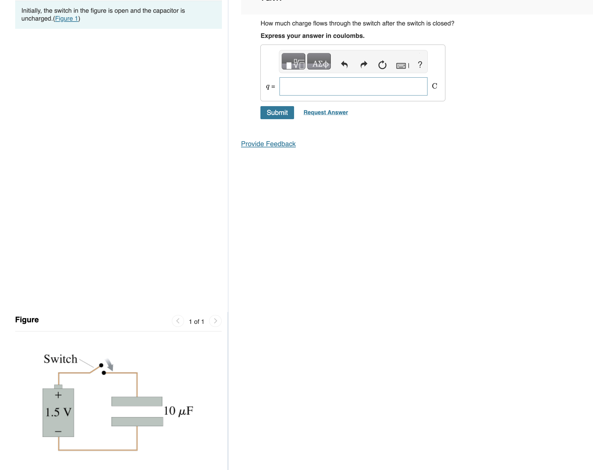 Solved Initially, the switch in the figure is open and the | Chegg.com
