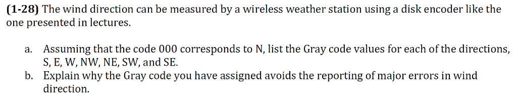 Solved (1-28) The wind direction can be measured by a | Chegg.com