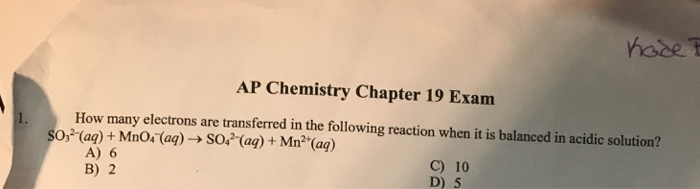 Solved AP Chemistry Chapter 19 Exanm How many electrons are | Chegg.com