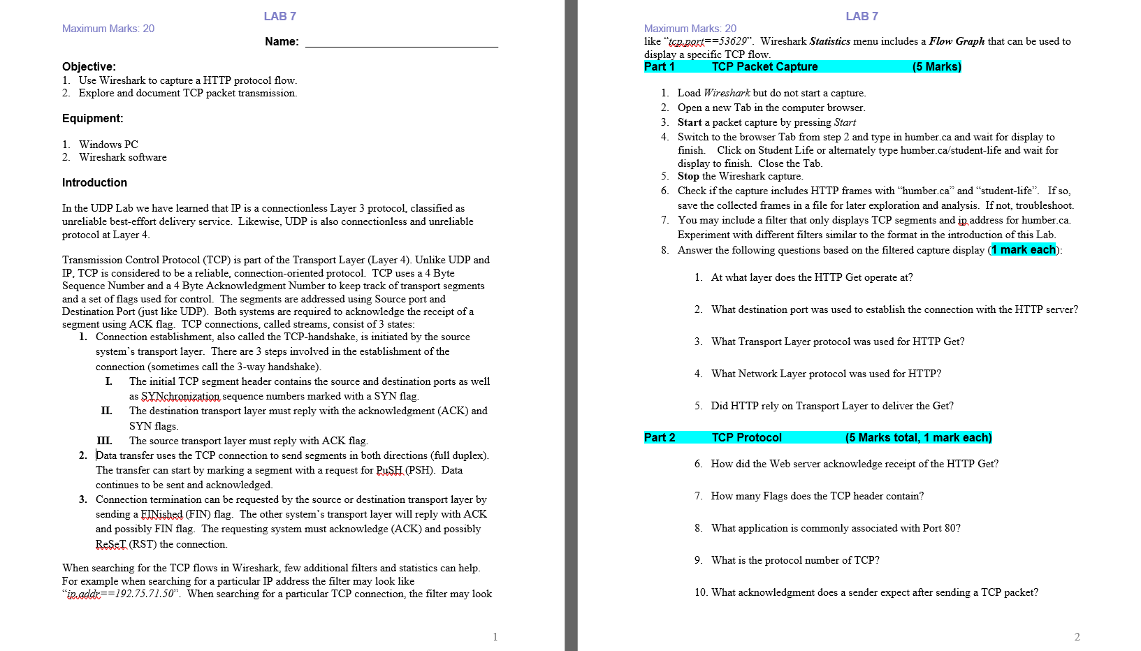 LAB 7 Maximum Marks: 20 Name: LAB 7 Maximum Marks: 20 | Chegg.com