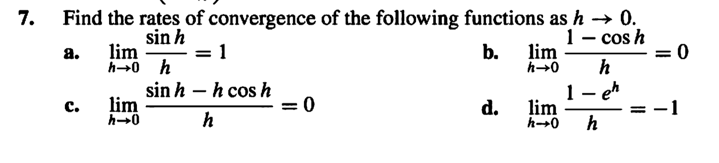 Solved Find the rates of convergence of the following | Chegg.com