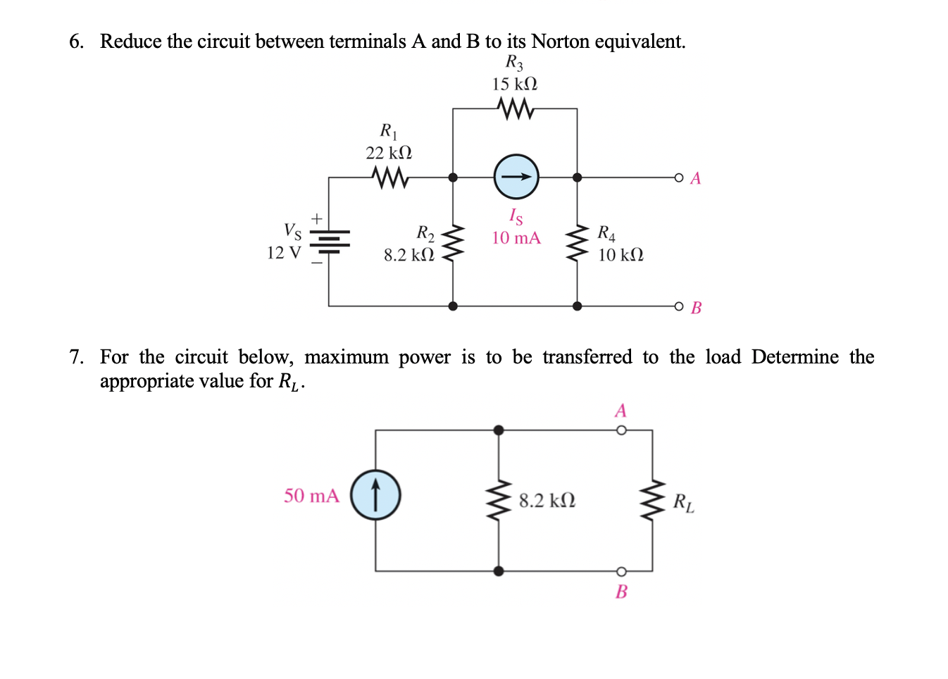 Solved 6. Reduce the circuit between terminals A and B to | Chegg.com