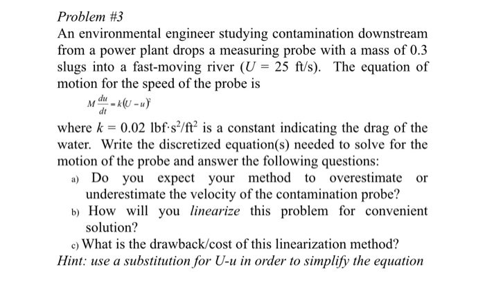 Solved Problem #3 An environmental engineer studying | Chegg.com
