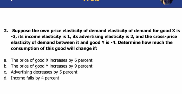 Solved Suppose the own price elasticity of demand elasticity | Chegg.com