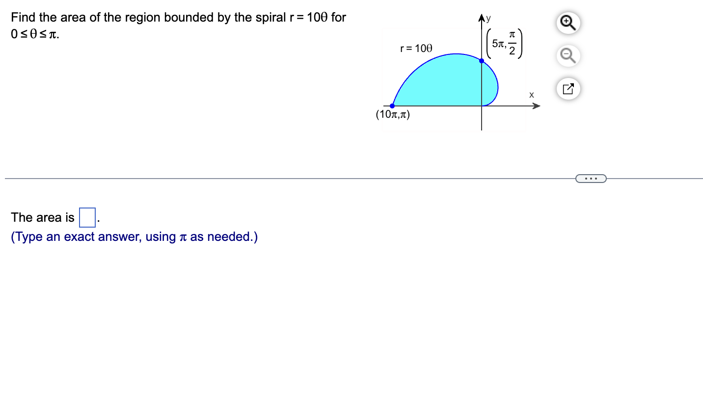 Solved Find the area of the region bounded by the spiral | Chegg.com