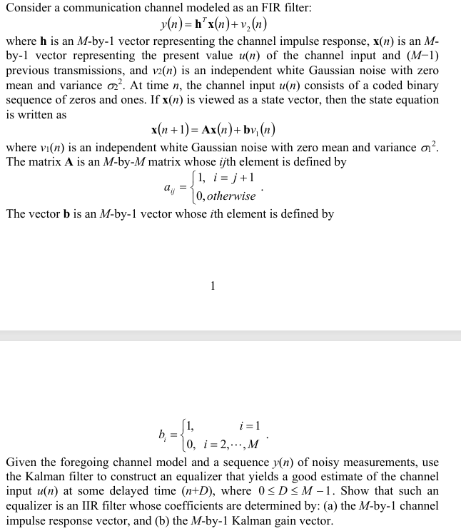 Solved Consider a communication channel modeled as an FIR | Chegg.com