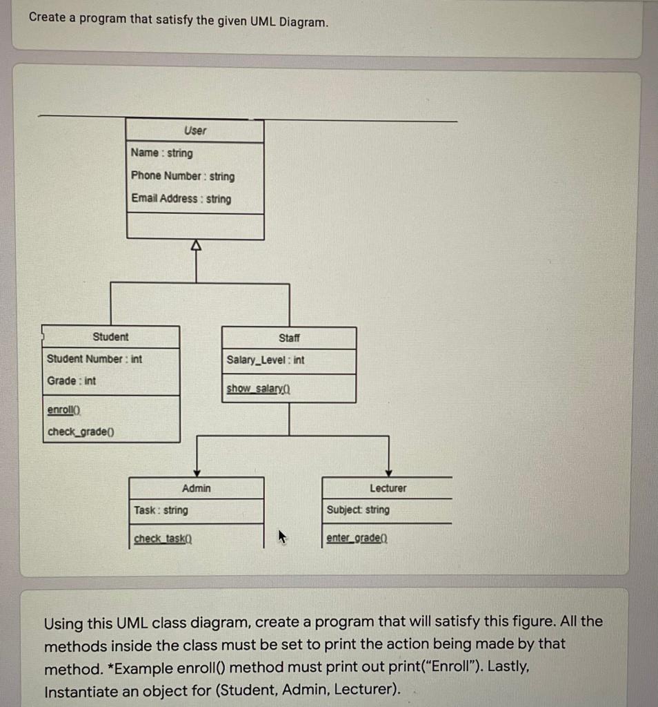 Solved Subject: Computer Science Question: Create a program | Chegg.com