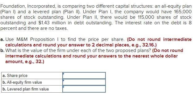 Solved Foundation Incorporated Is Comparing Two Different