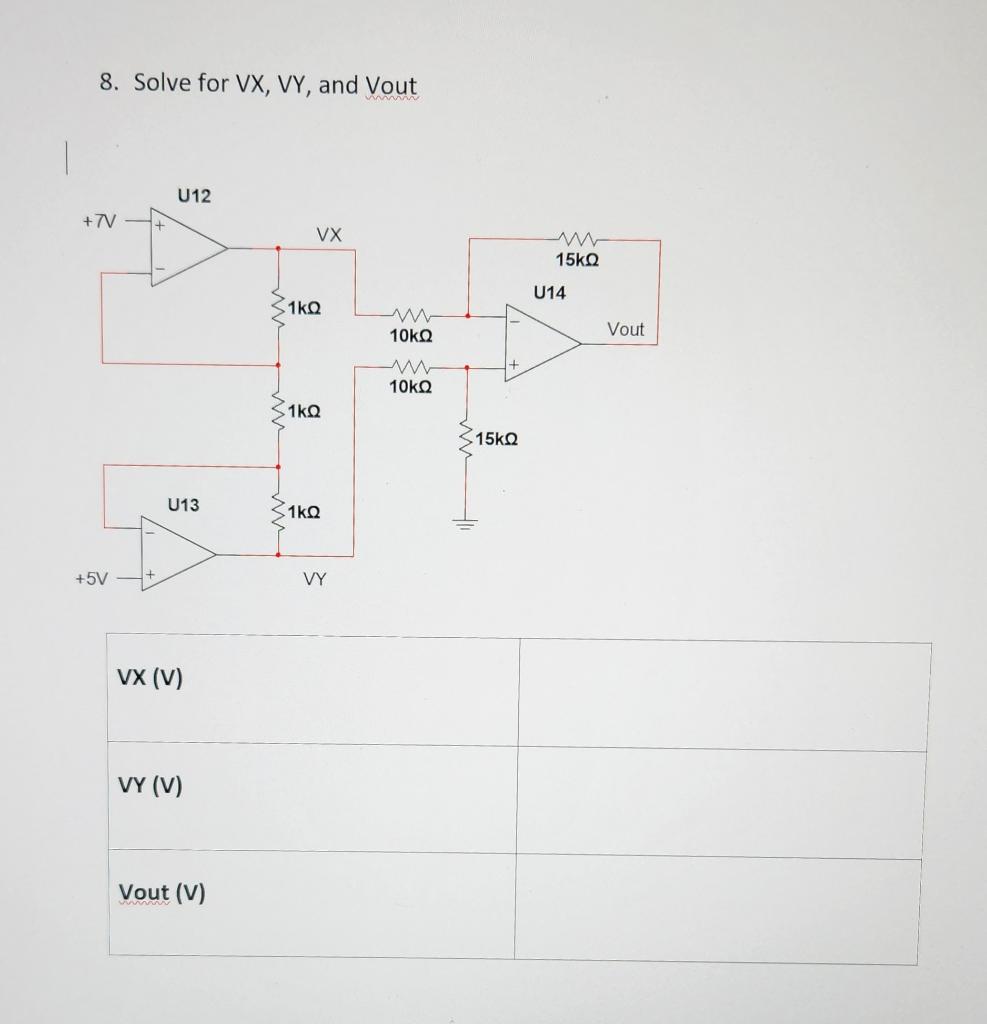 Solved 8. Solve for VX,VY, and Vout | Chegg.com