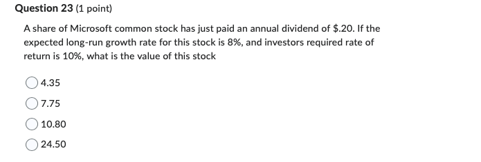 Solved A share of Microsoft common stock has just paid an | Chegg.com