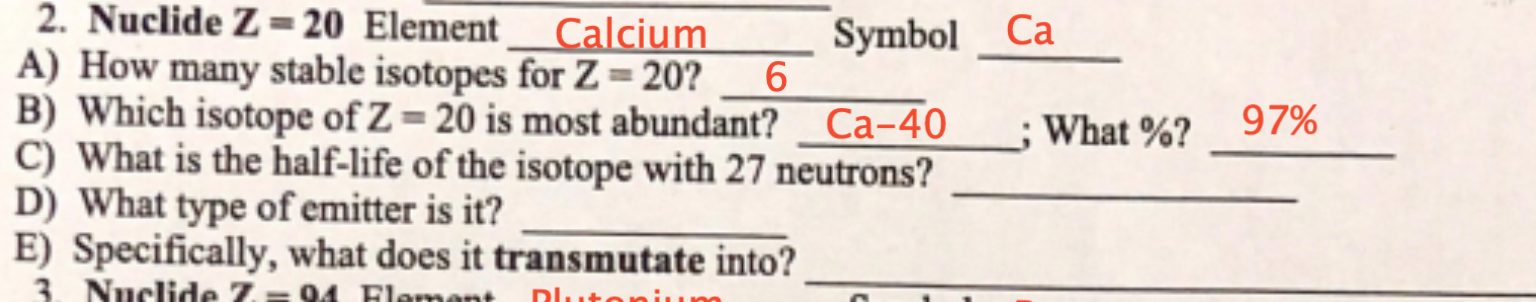 Solved Symbol Ca What %? 97% 2. Nuclide Z=20 Element_Calcium | Chegg.com