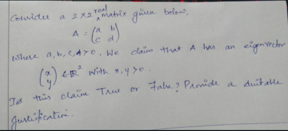 Solved Cowrider a 2×2real matrix given below, A=(acbd) | Chegg.com