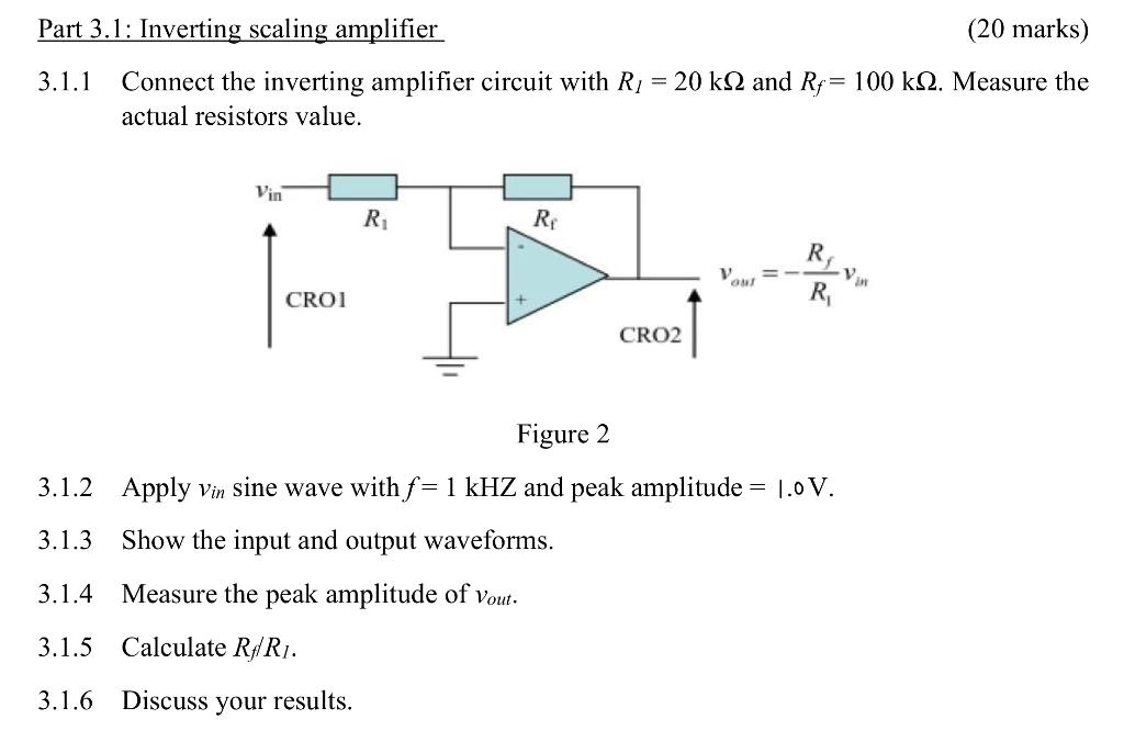 Solved Part 3.1: Inverting scaling amplifier (20 marks) | Chegg.com