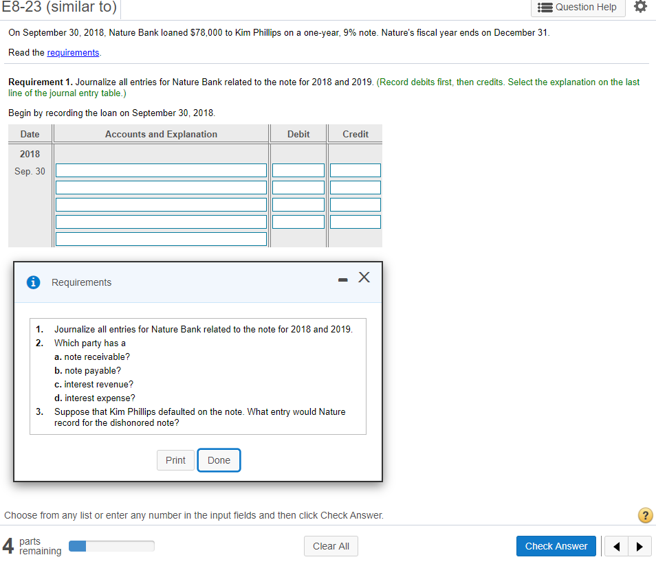 Solved E8-23 (similar to) Question Help On September 30, | Chegg.com