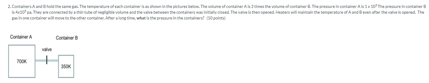 Solved 2. Containers A and B hold the same gas. The | Chegg.com