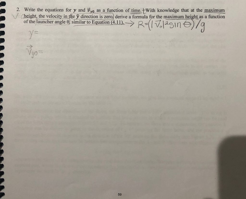 Solved 2. Write the equations for y and Õyo as a function of | Chegg.com