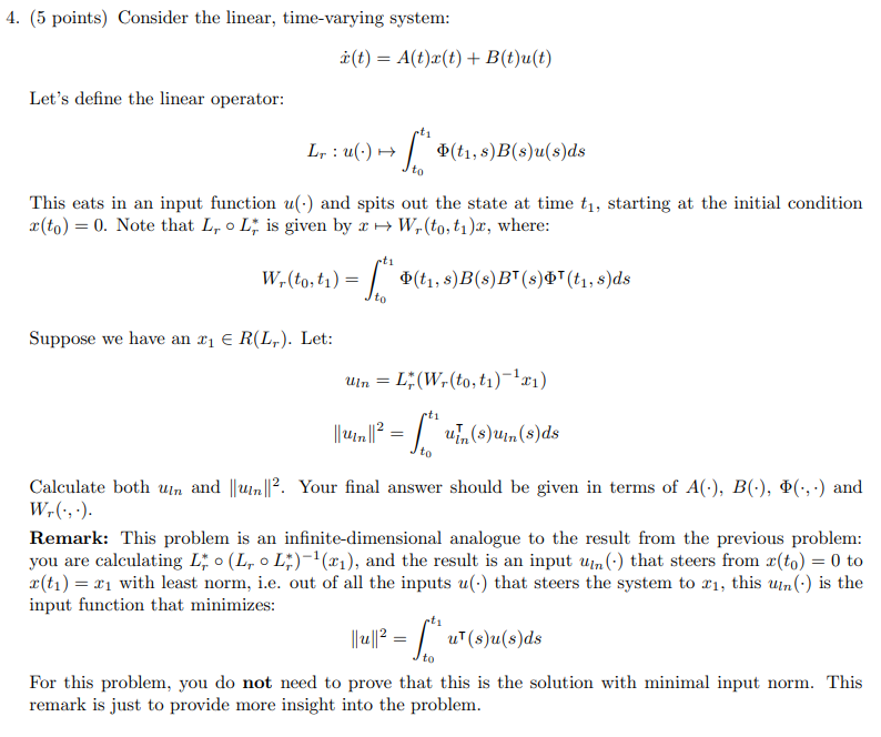 4 5 Points Consider The Linear Time Varying