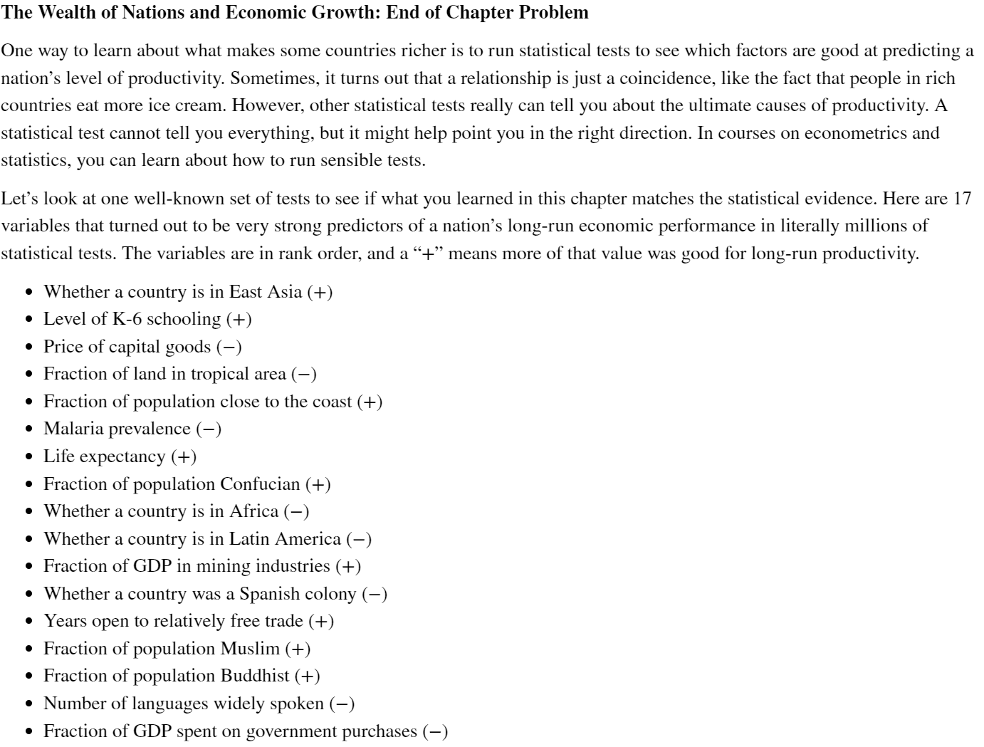 Solved The Wealth of Nations and Economic Growth: End of | Chegg.com