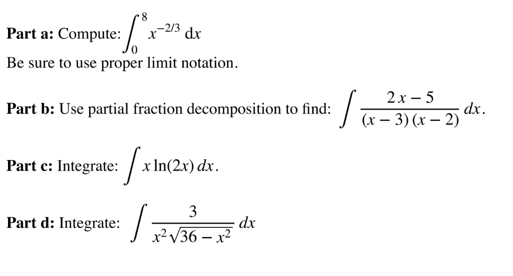 Solved Part a: Compute: /xls dr Be sure to use proper limit | Chegg.com