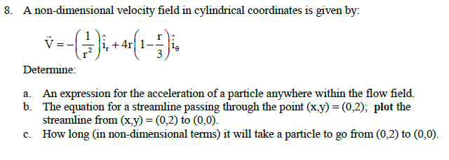 Solved A non-dimensional velocity field in cylindrical | Chegg.com