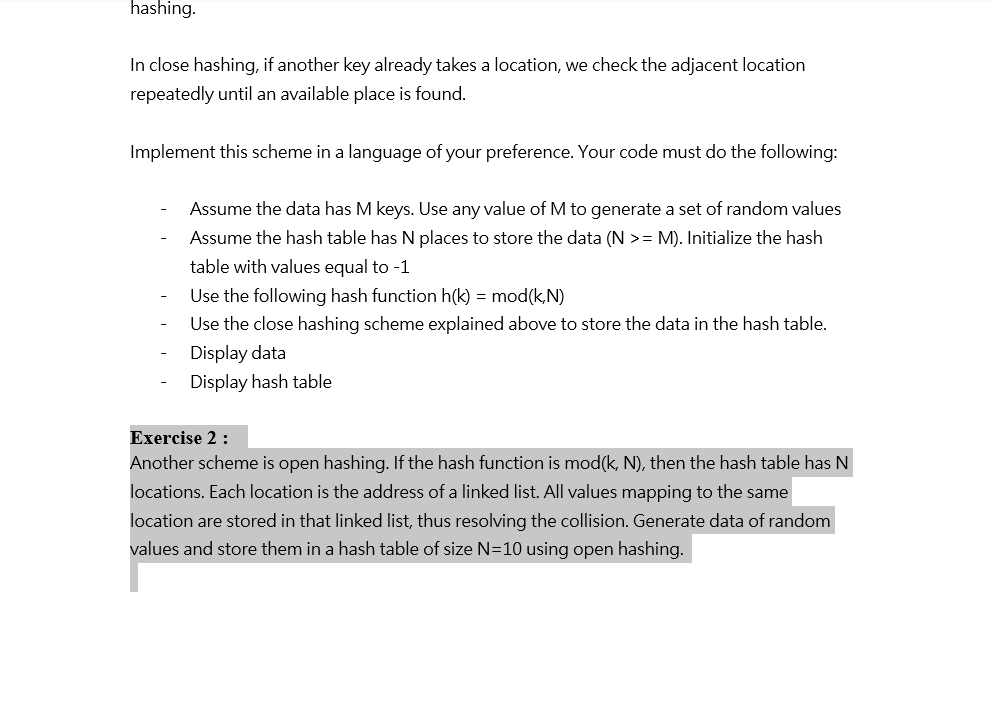 Solved In close hashing, if another key already takes a | Chegg.com