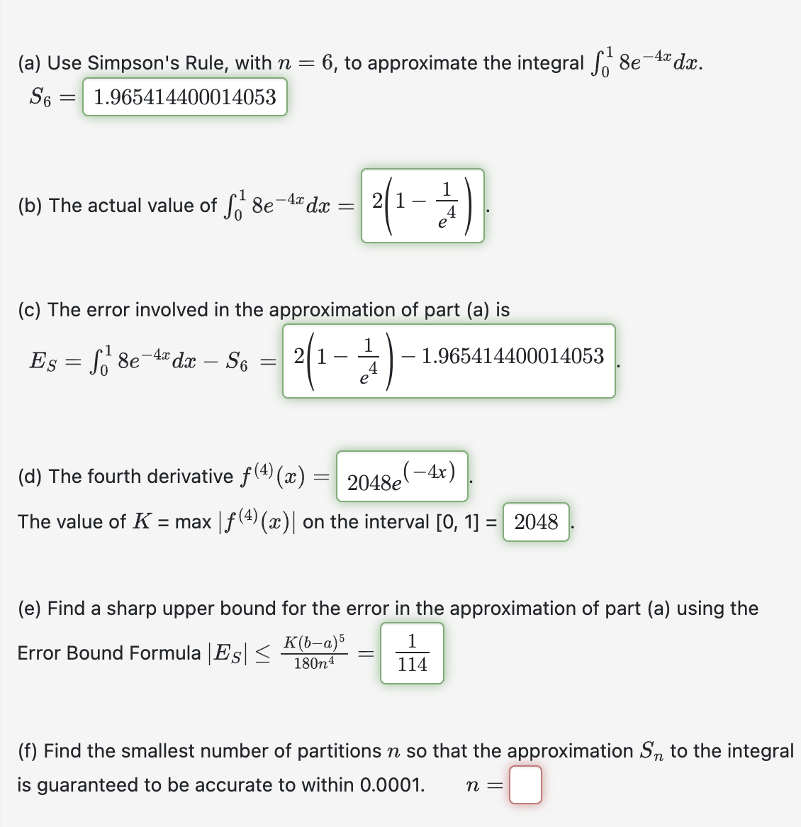 Solved (a) Use Simpson's Rule, with n=6, to approximate the | Chegg.com