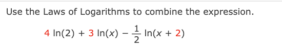 Solved Use the Laws of Logarithms to combine the expression. | Chegg.com