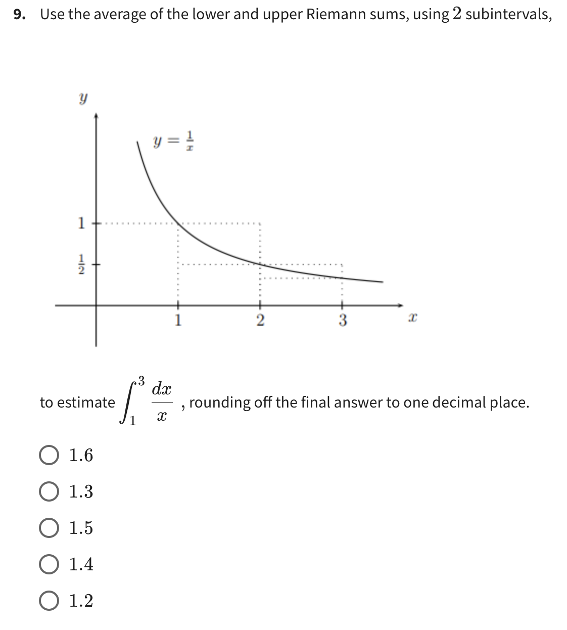 Solved 9. Use the average of the lower and upper Riemann | Chegg.com