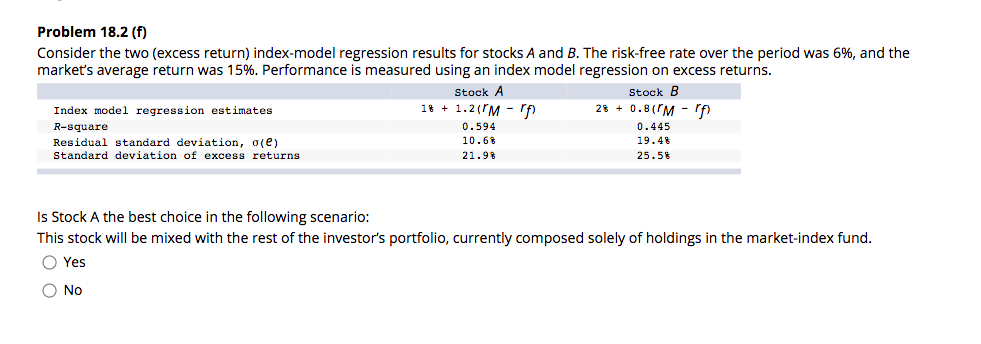Solved Problem 18.2 (f) Consider the two (excess return) | Chegg.com